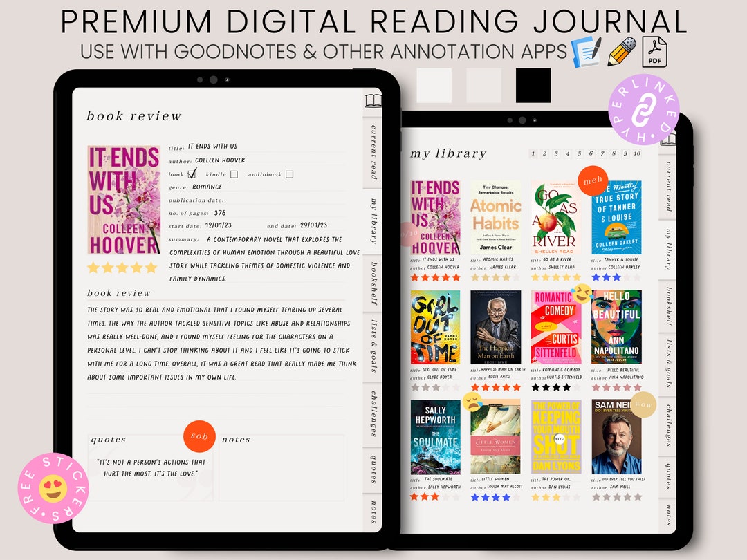 Digital Reading Planner Template for Goodnotes | Hyperlinked Book ...