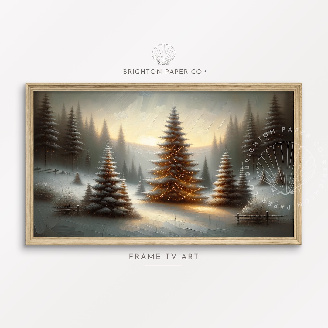 Christmas Frame TV Art Christmas Tree Lights Painting Holiday Decor Art ...