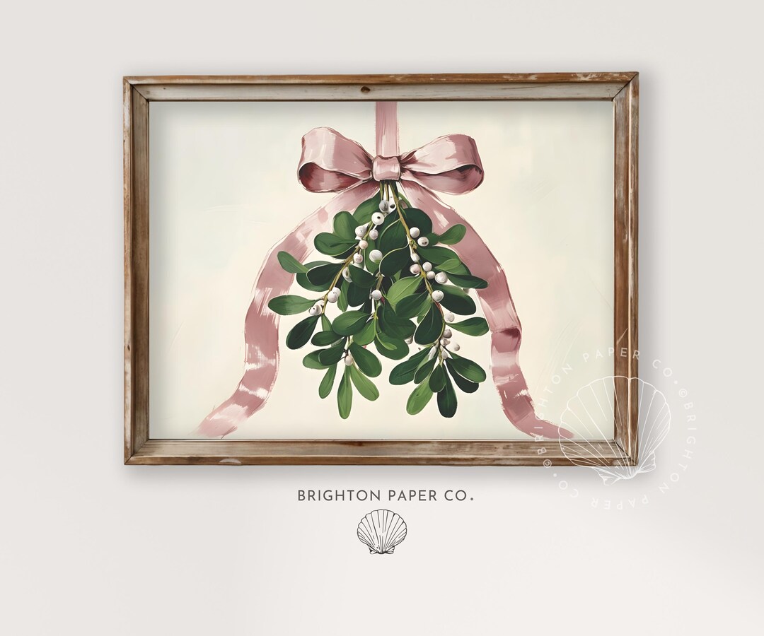 Mistletoe Wall Art, Christmas Printable Art, Holiday Digital Download ...