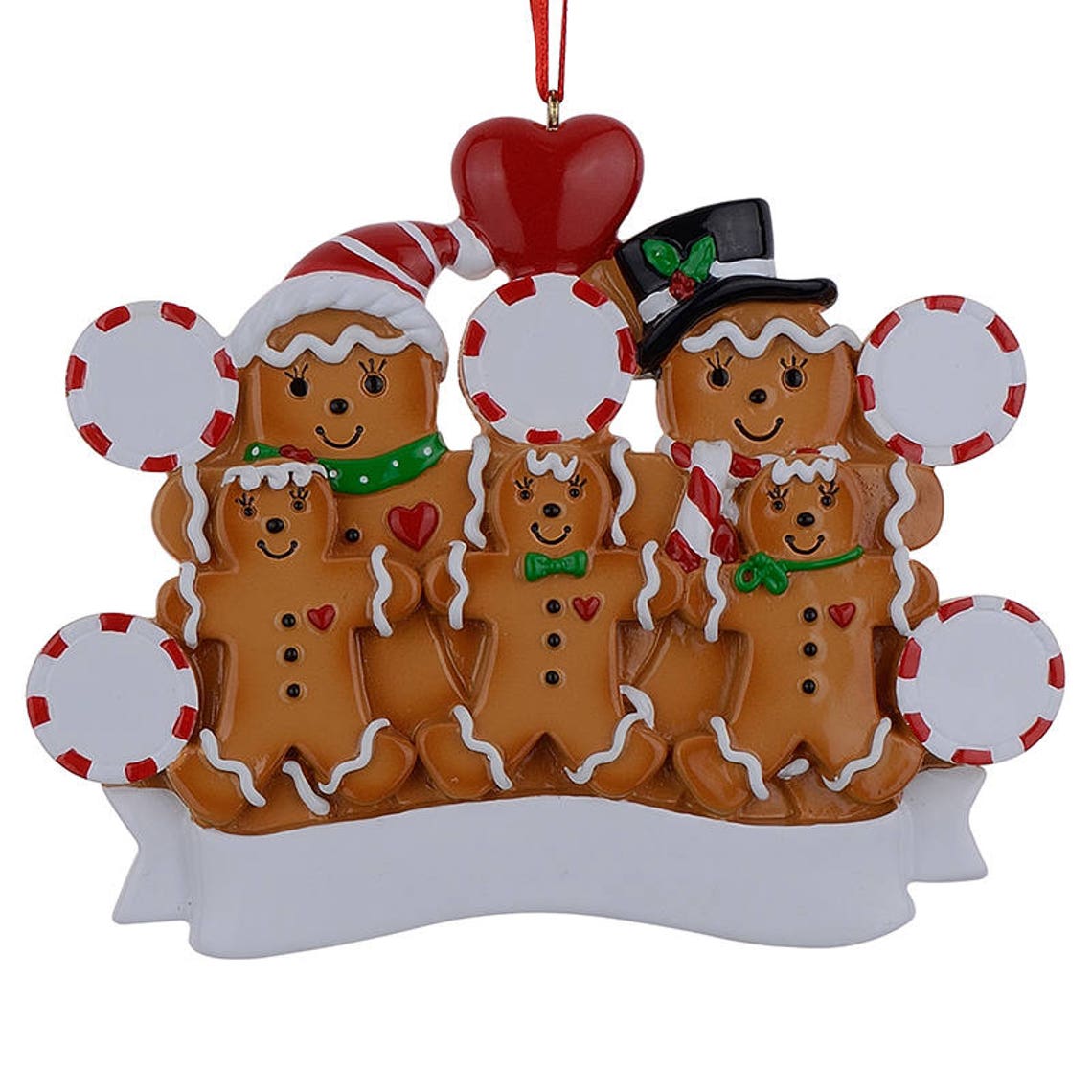 Personalized Ornament Gingerbread Family of 5 Christmas Tree - Etsy
