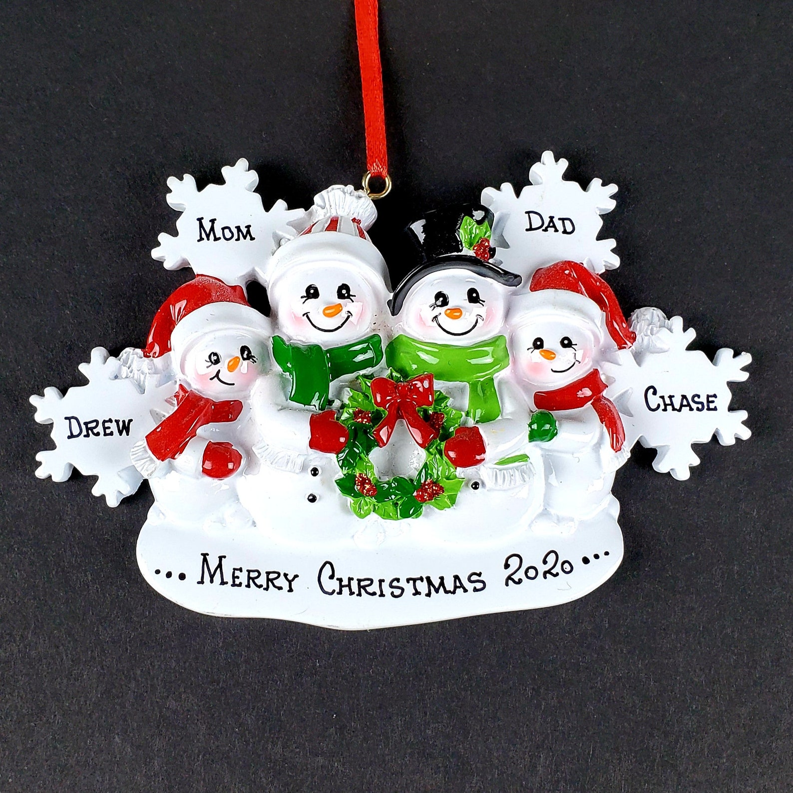 Personalized Christmas Ornament Snowman Family of 2 3 4 5 - Etsy