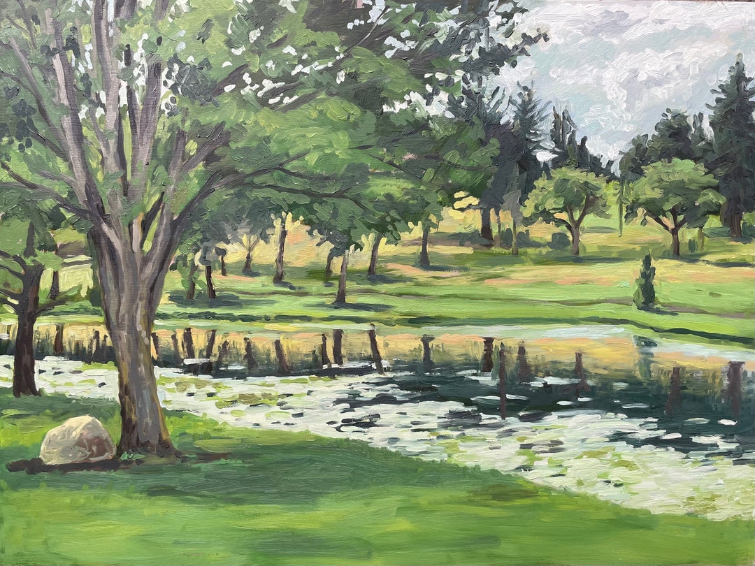 Oil Landscape Painting - Tree in a Park - Artist Rachel Van Wylen - Etsy