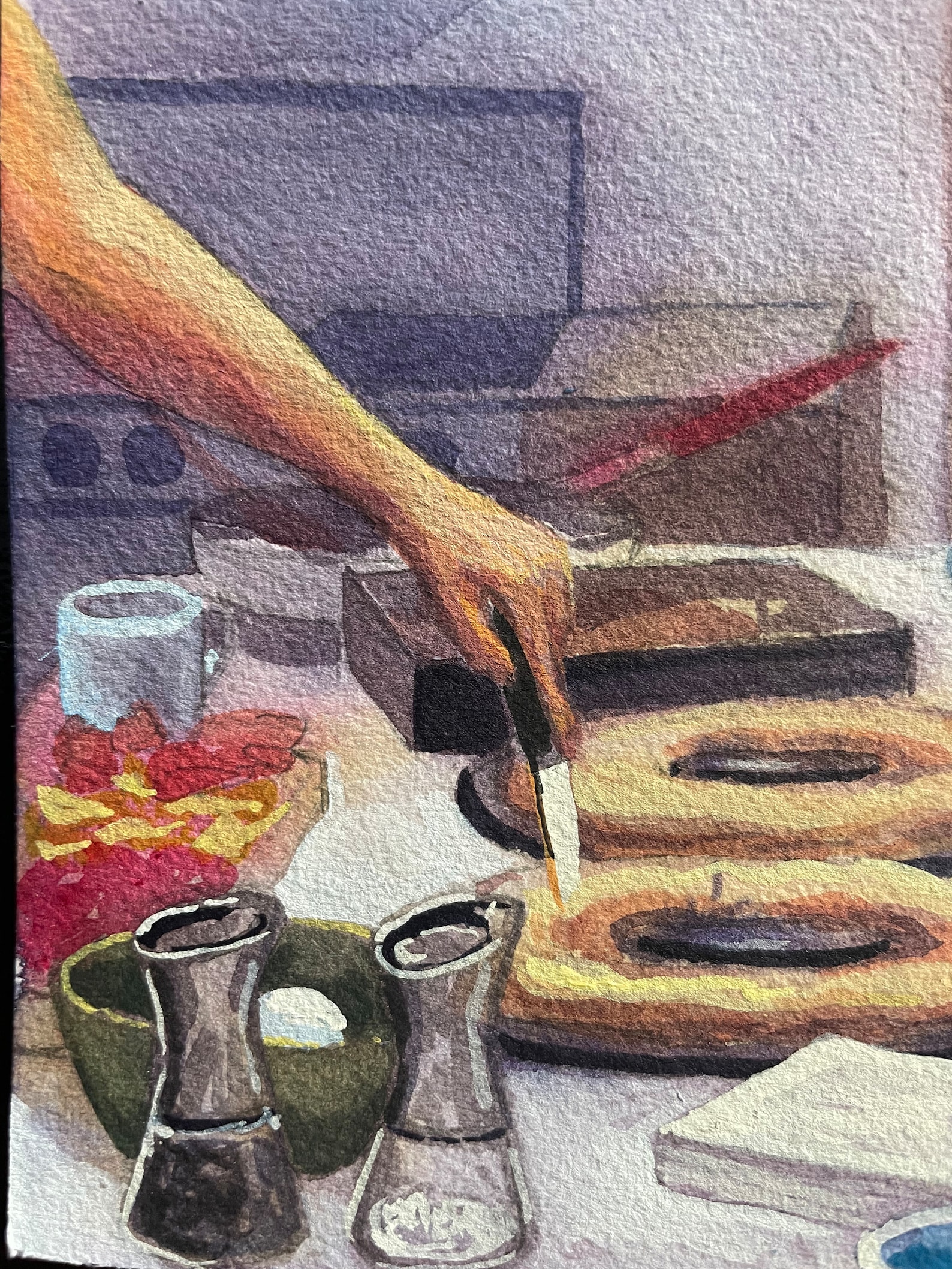 Original Watercolor Painting - Children Eating Christmas Breakfast ...