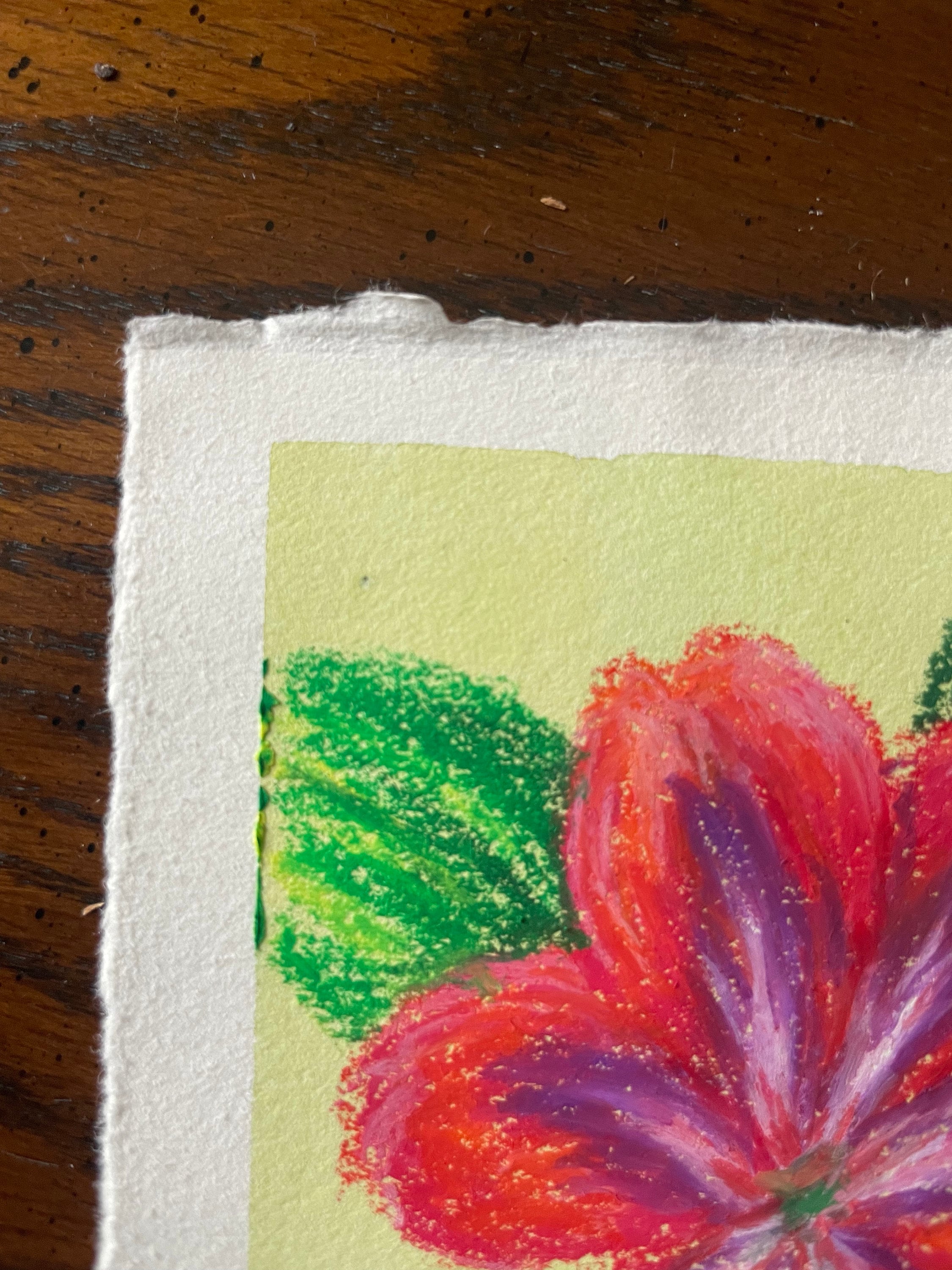 Original Oil Pastel Drawing of Red Flowers - Etsy