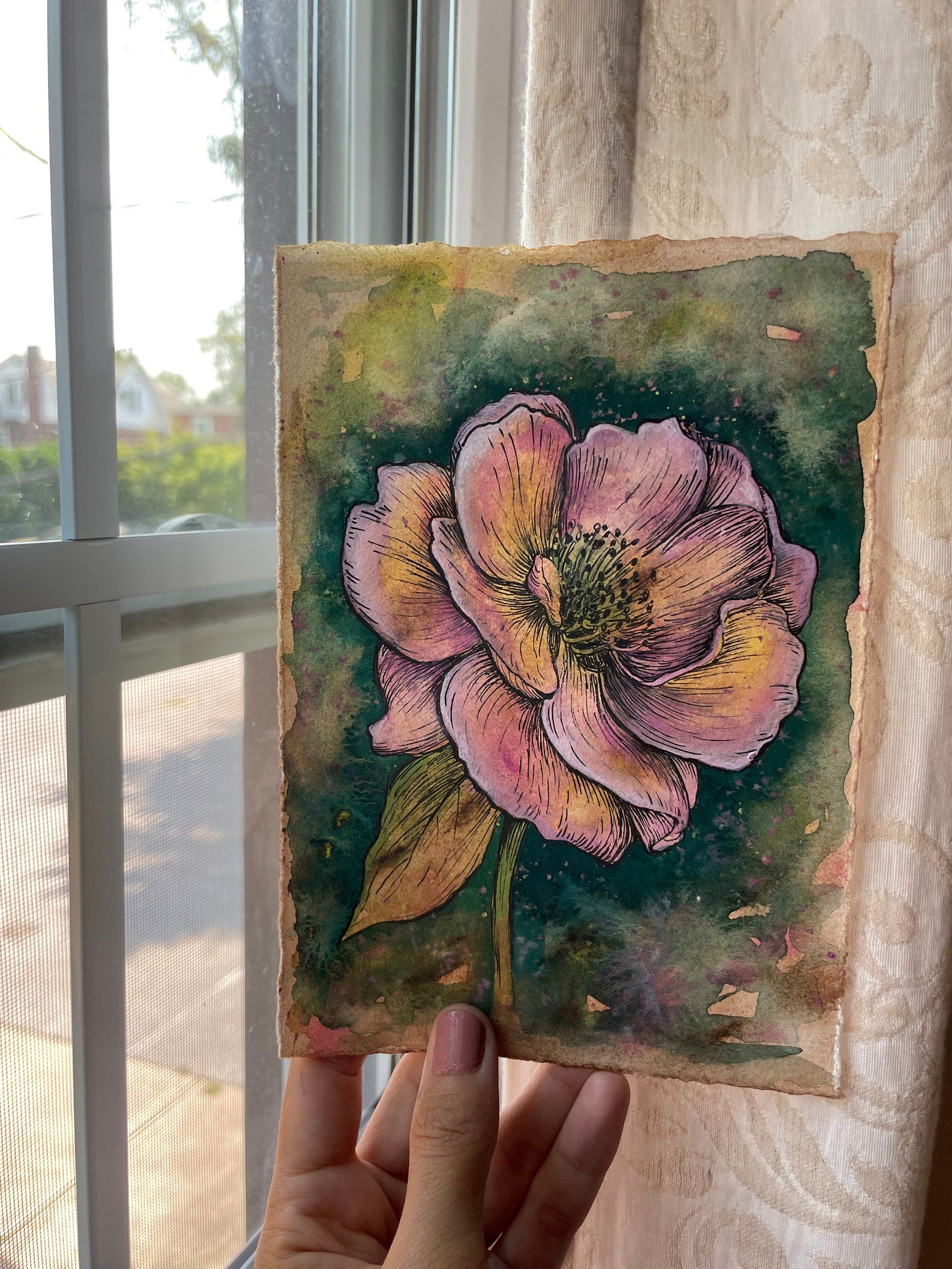 Original Flower Art - Small Pen and Ink Drawing - Etsy