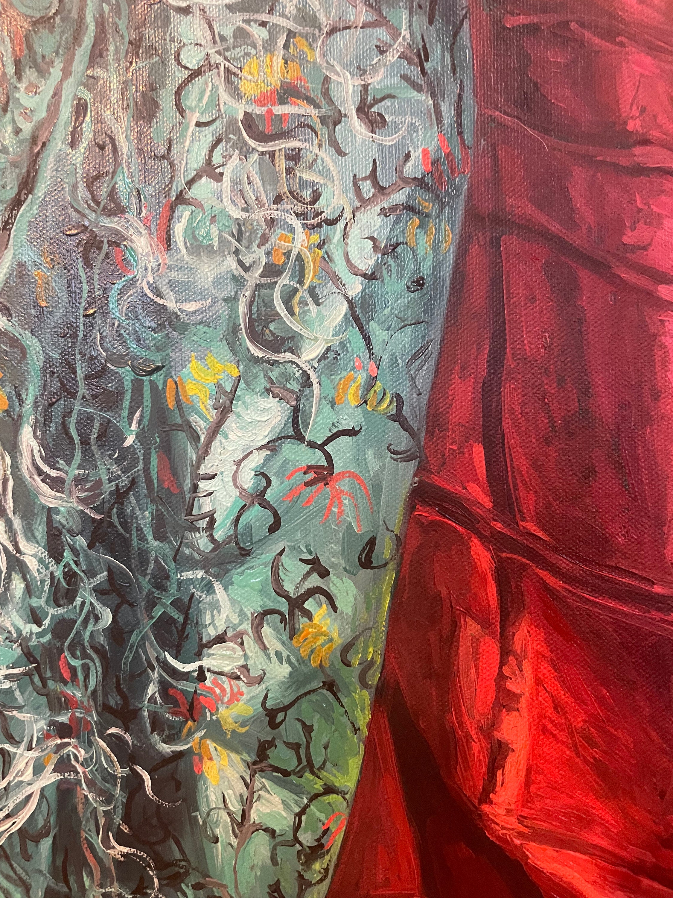 Original Oil Painting - Still Life With Textiles and a Glass Bottle ...