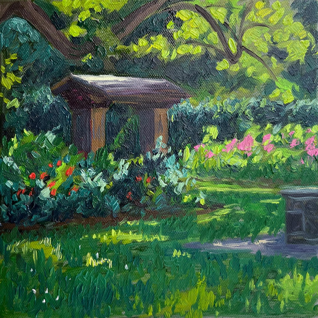 Original Plein Air Painting of Stoneleigh Garden in Villanova, PA - Etsy