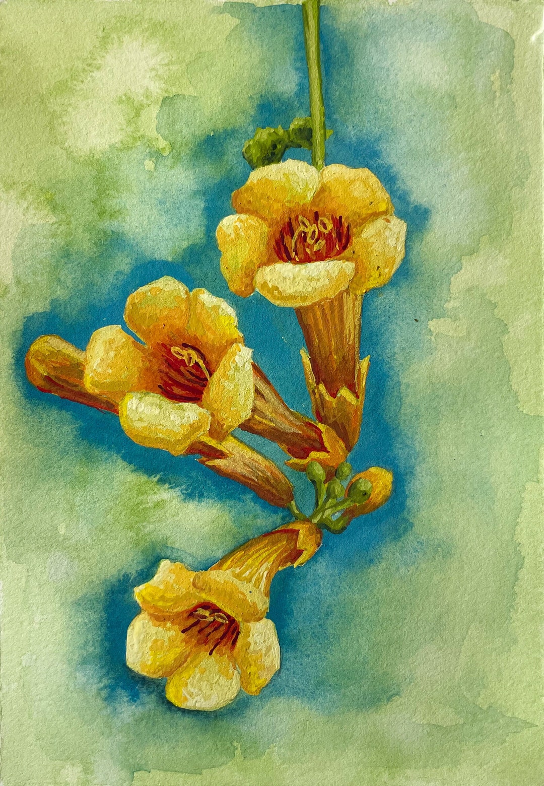 Mini Floral Wall Art - Original Painting by Rachel Van Wylen - Etsy