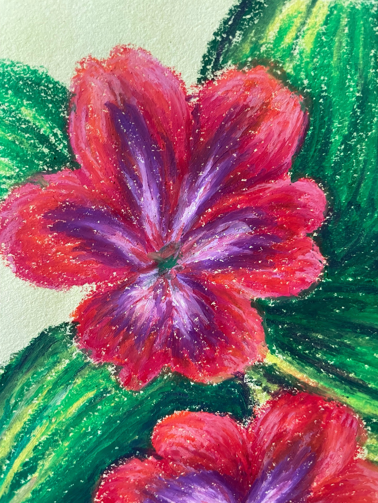 Original Oil Pastel Drawing of Red Flowers - Etsy