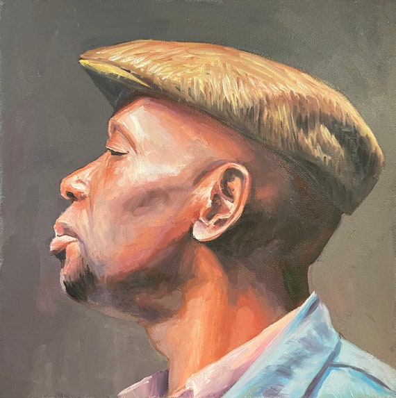 Original Oil Painting Male Portrait in Profile Artist - Etsy
