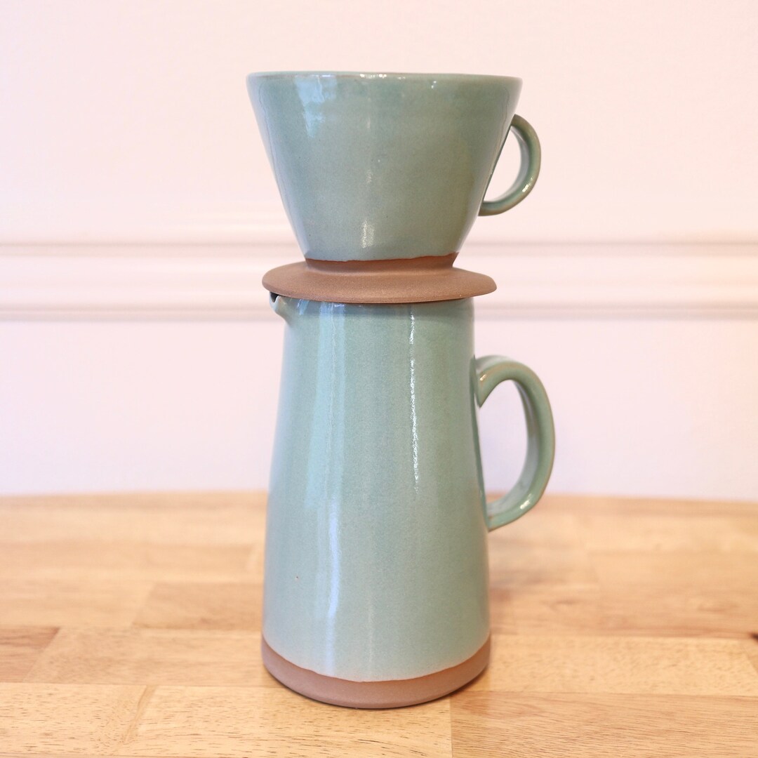 Pour Over Coffee Set in Sage Green Glaze. Coffee Dripper Set. Coffee ...