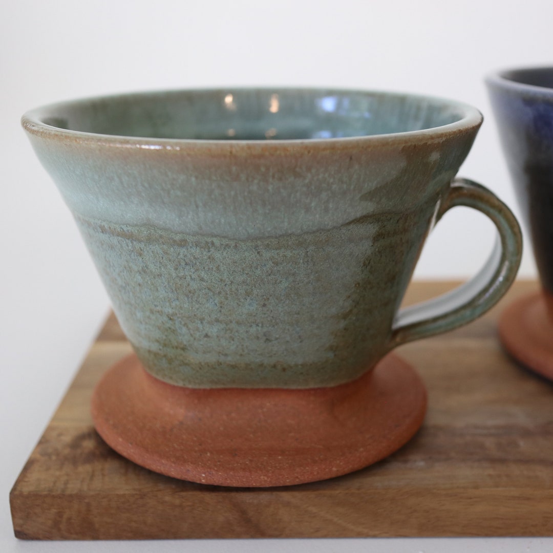 Wheel Thrown Pour Over Coffee Dripper in Stone Green Glaze. Coffee Pour ...