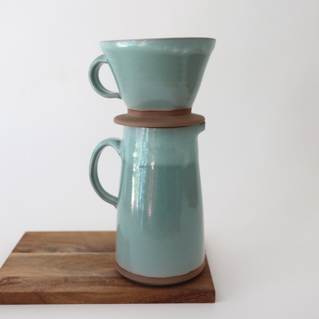 Pour Over Coffee Set in Sage Green Glaze. Coffee Dripper Set. Coffee ...