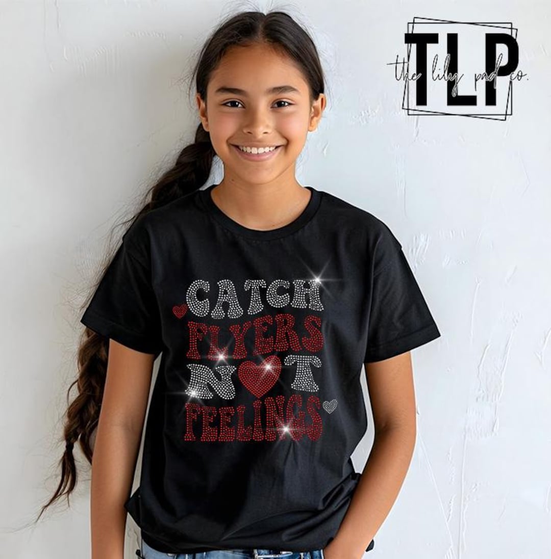 Catch Flyers Not Feelings Cheer Valentines Day Spangle Tee Youth and ...