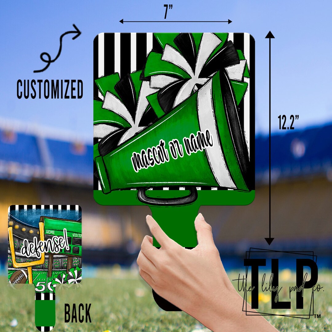 Custom Green Cheer Football Handheld Paddle--team Spirit-football Moms ...