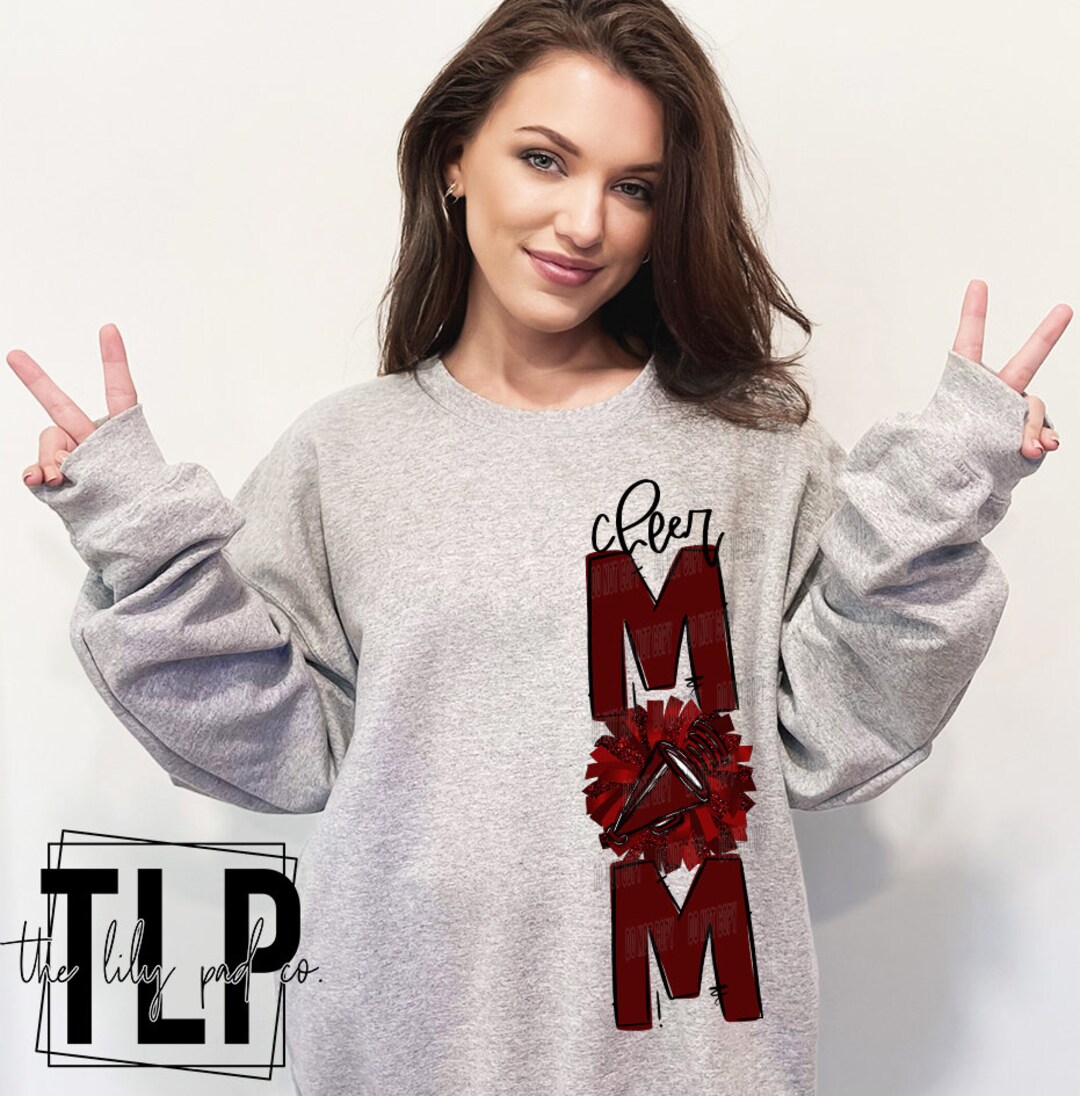 Cheer Mom Vertical Maroon Team Color Graphic Top~cheer Tee Cheer ...