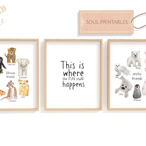 Baby Safari Animals & Arctic Animals for Nursery Animal Wall Art ...