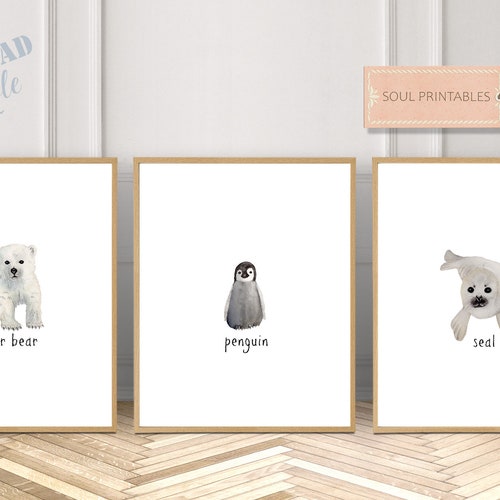 Arctic Nursery Prints Polar Bear and Penguin Nursery Set of - Etsy
