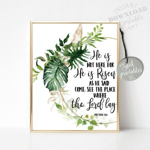 He is Risen Matthew 28:6 Easter Printable Bible Verse - Etsy