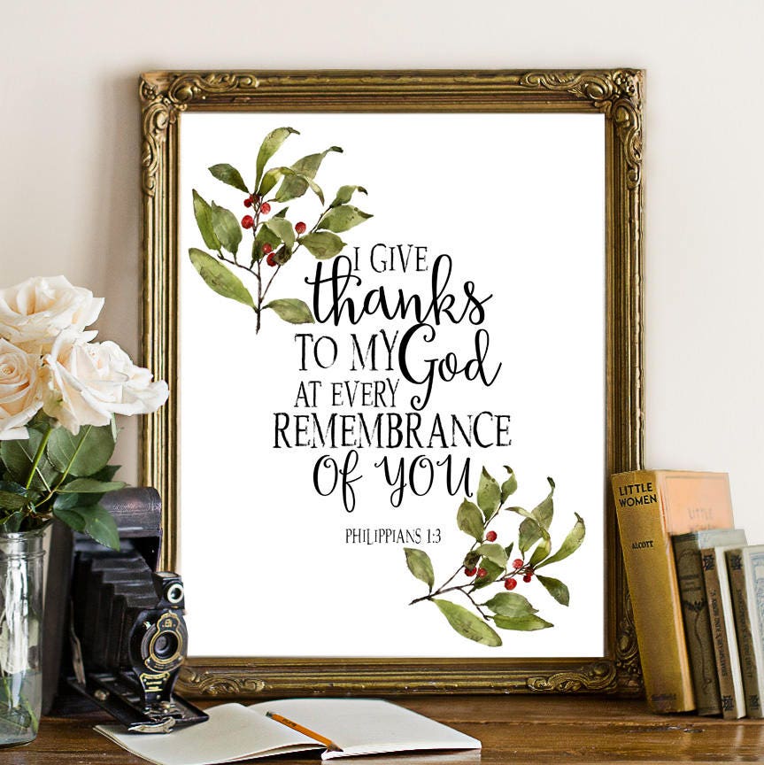 Philippians 1:3 Give thanks I give thanks to my GOD with | Etsy
