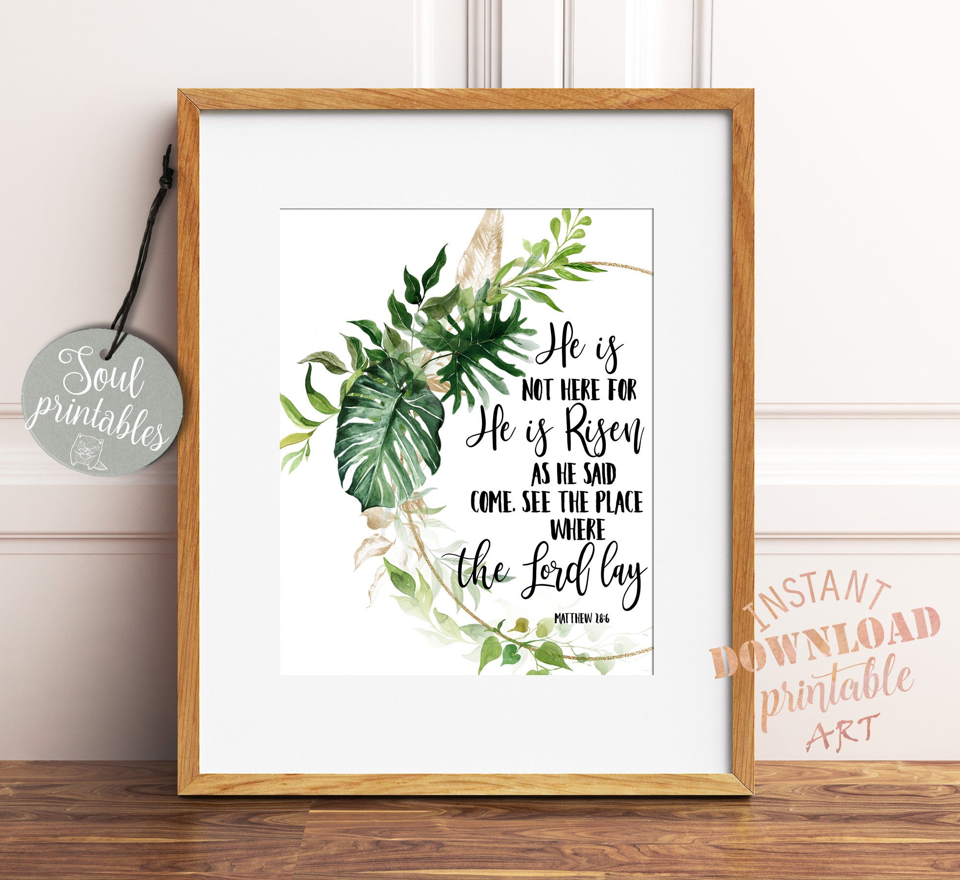 He is Risen Matthew 28:6 Easter Printable Bible Verse - Etsy