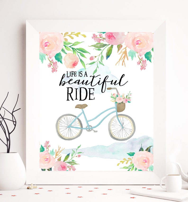 Life is a Beautiful Ride Bicycle Art Print Typography Art | Etsy
