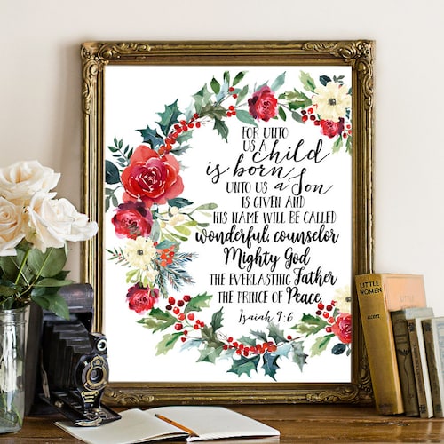Christmas Bible Verse Printable for Unto Us a Child is Born - Etsy
