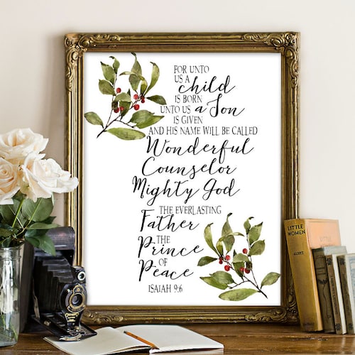 Christmas Bible Verse Printable for Unto Us a Child is Born - Etsy