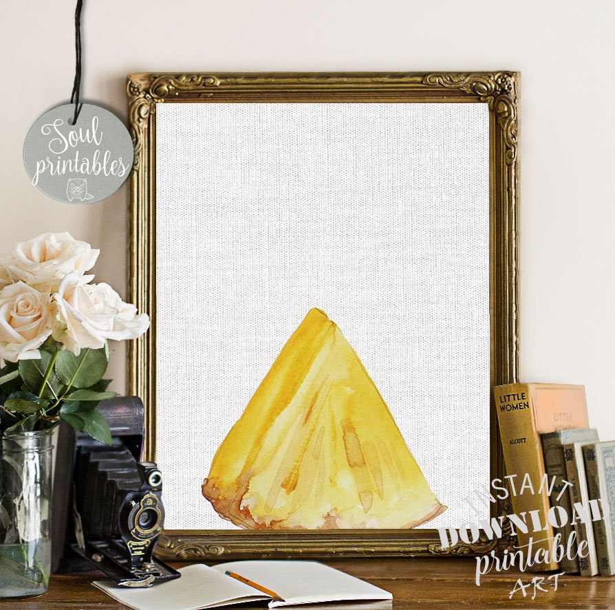 Pineapple Slice Printable Pineapple Portrait Yellow Kitchen | Etsy