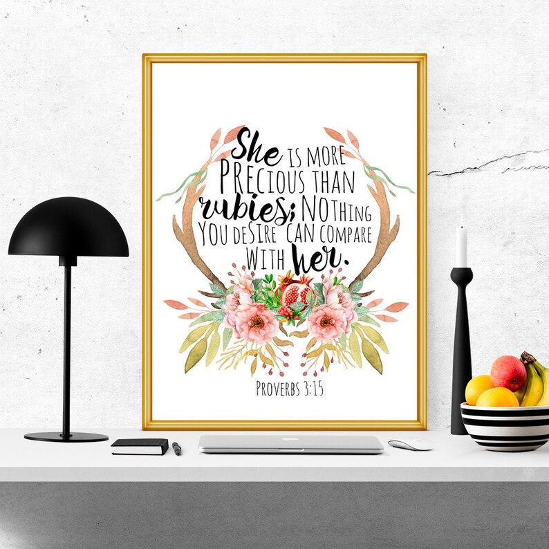 She Is Far More Precious Than Rubies Proverbs 3 15 Scripture Etsy