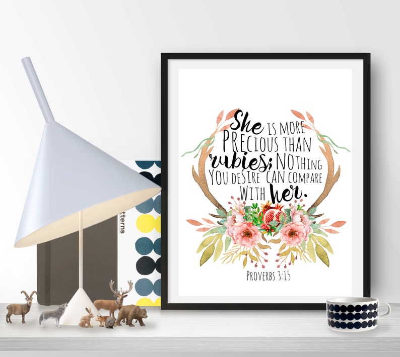 She Is Far More Precious Than Rubies Proverbs 3 15 Scripture Etsy
