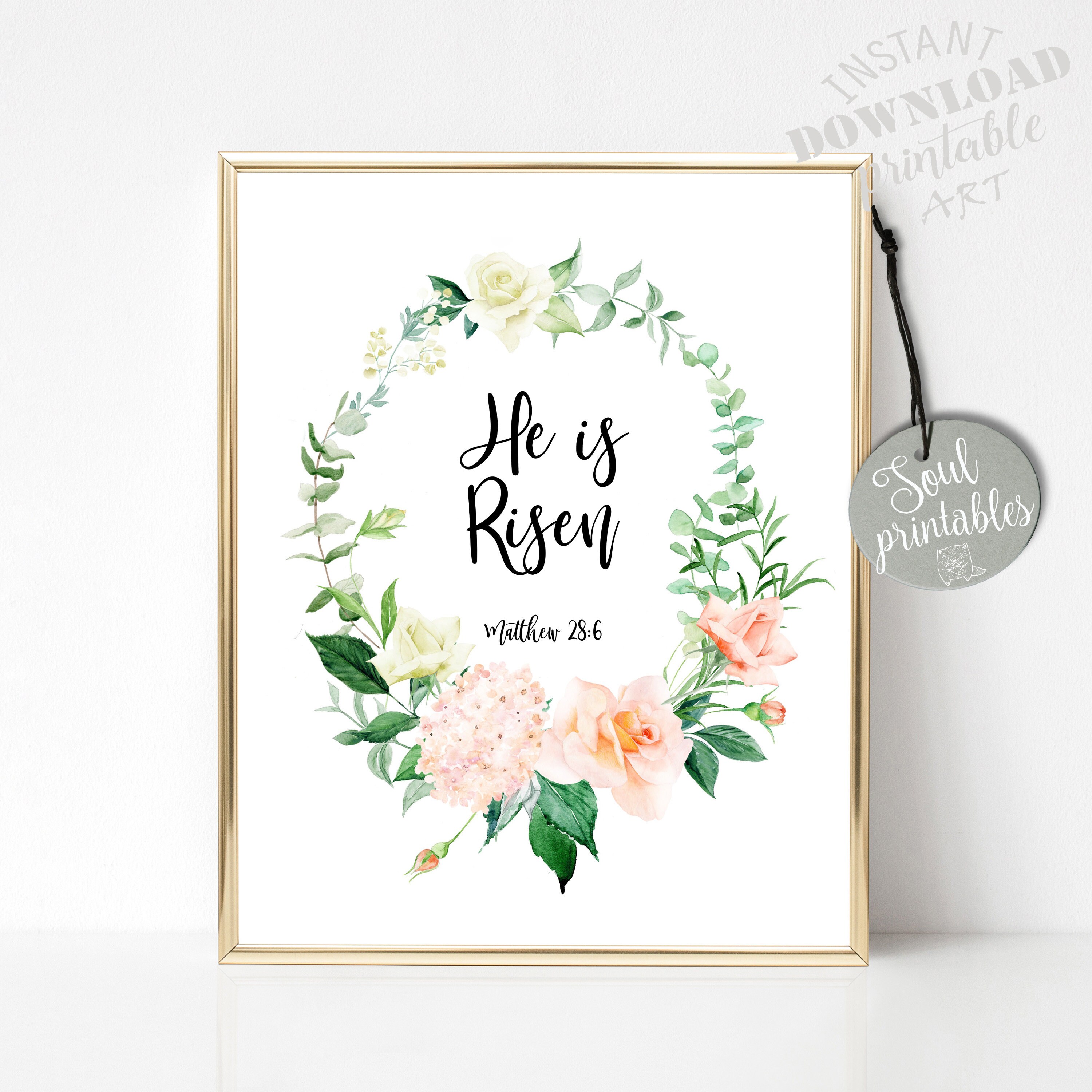 He Has Risen Sign Matthew 28:6 Easter Sign Decor Easter - Etsy