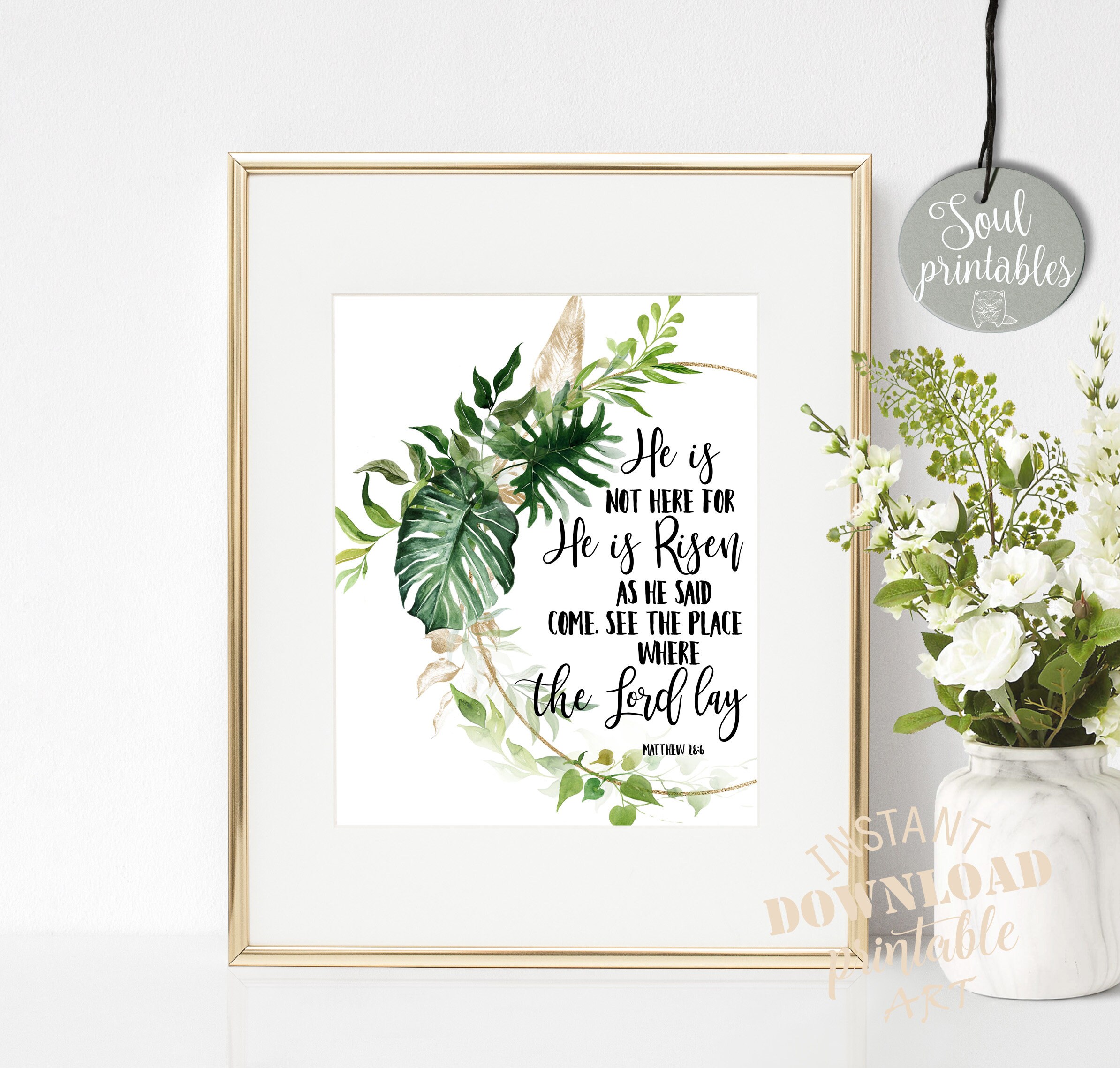 He is Risen Matthew 28:6 Easter Printable Bible Verse - Etsy