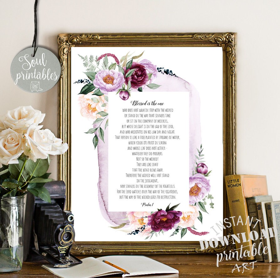 Psalm 1 Printable Art Bible Verse Wall Art Bible Printable | Etsy