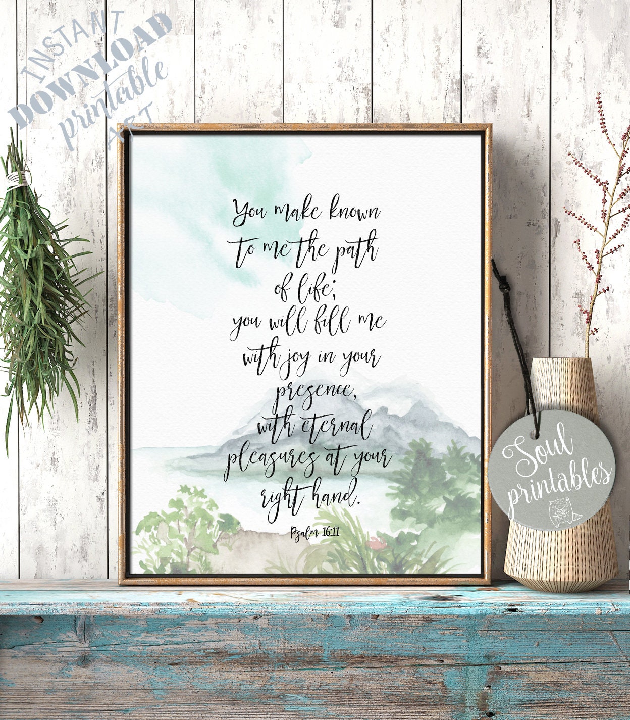 Bible Verse Wall Art Psalm 16:11 Scripture Wall Art You | Etsy