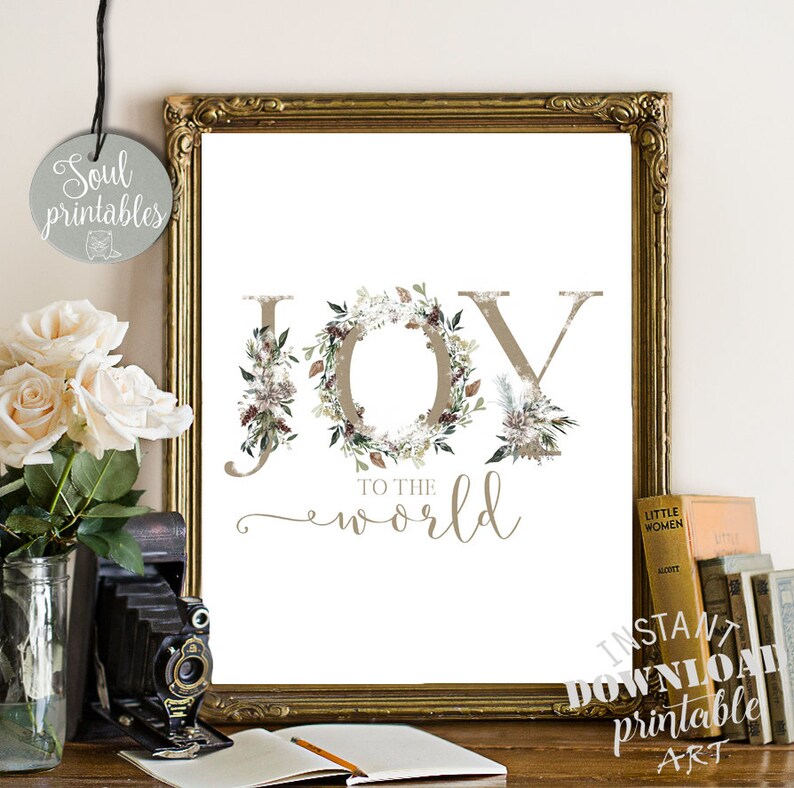 Christmas Printable Decor JOY Printable Christmas Sign | Etsy