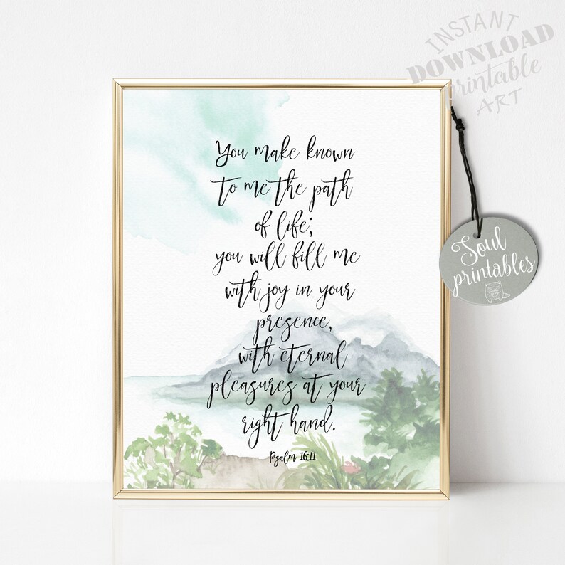 Bible Verse Wall Art Psalm 16:11 Scripture Wall Art You | Etsy