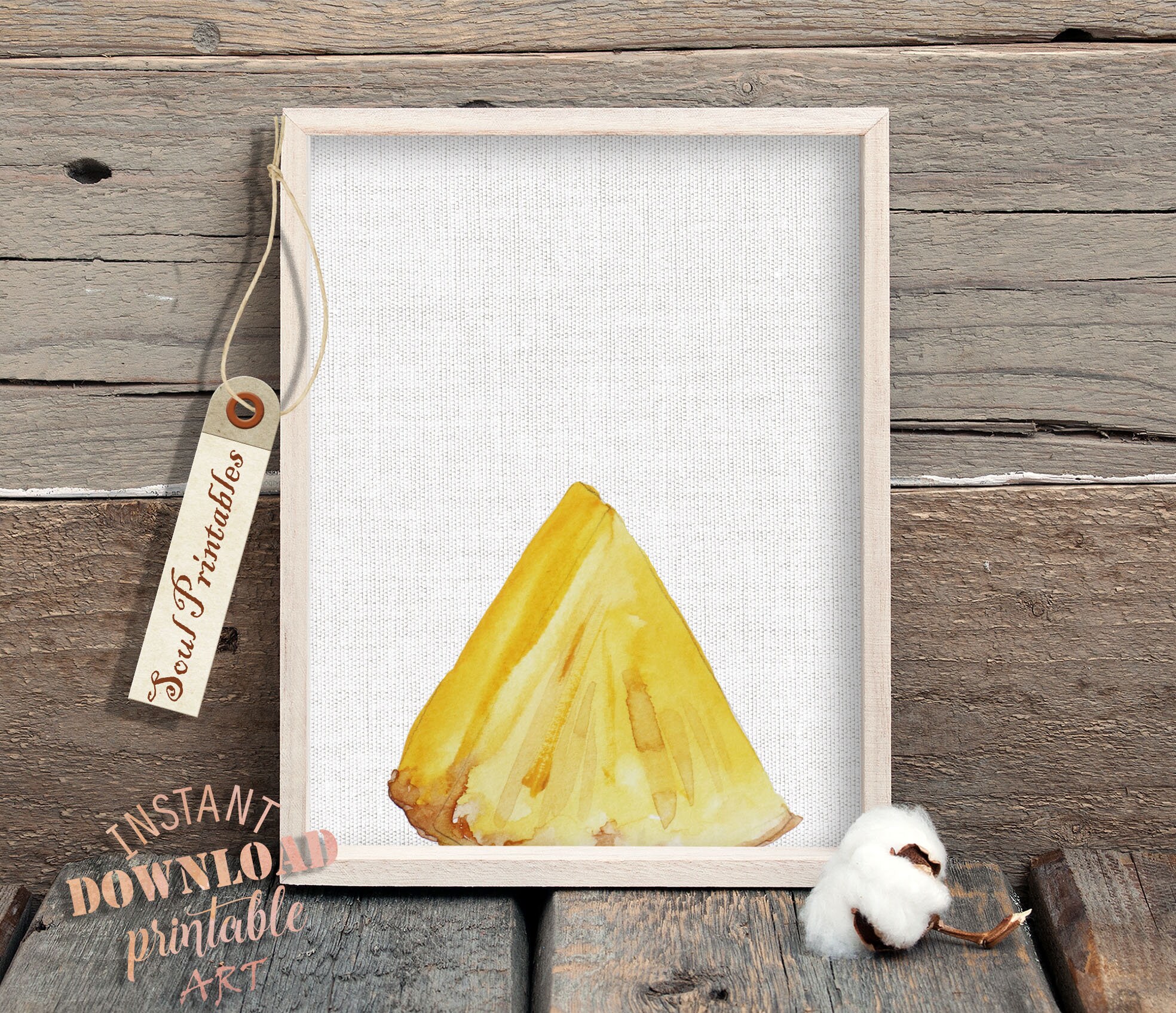Pineapple Slice Printable Pineapple Portrait Yellow Kitchen | Etsy