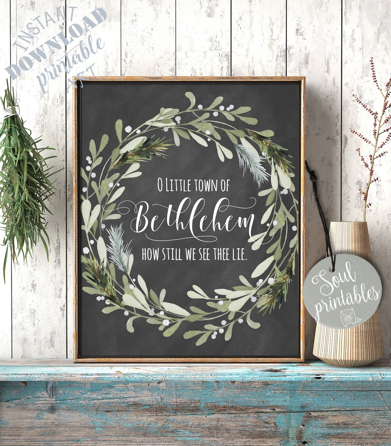 Christmas Signs Printable O Little Town of Bethlehem Hand | Etsy