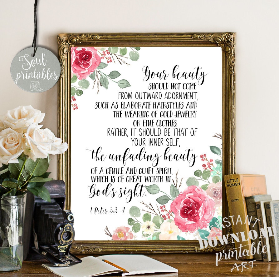 1 Peter 3:3-4 Bible Printable Bible prints Scripture | Etsy