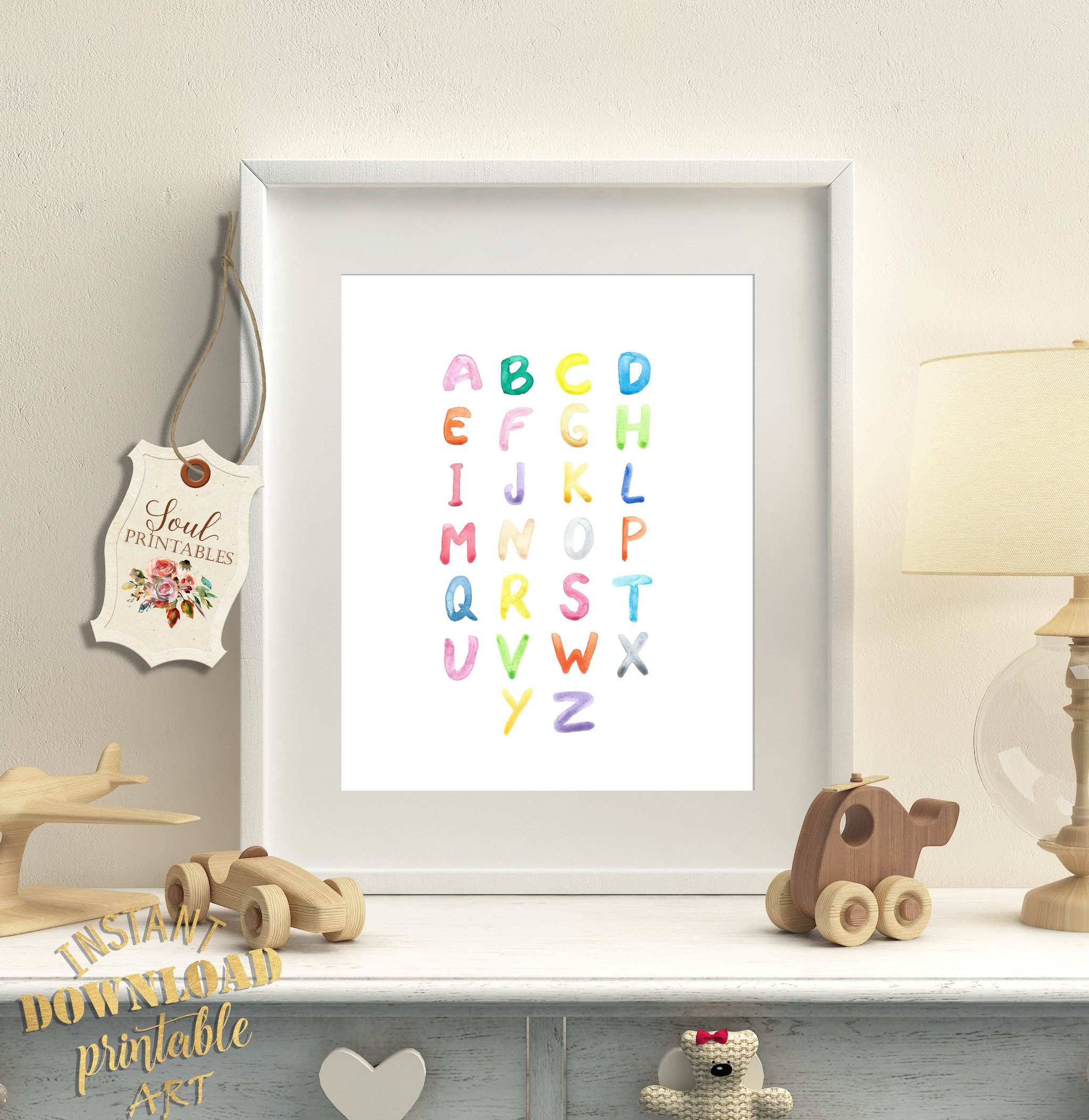 Educational Nursery Set Alphabet Watercolor Nursery Art | Etsy
