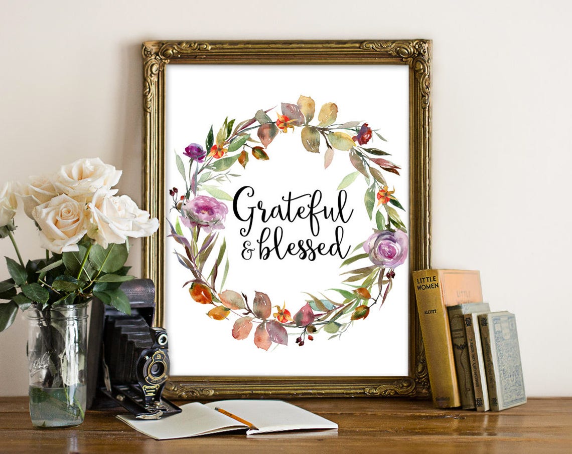 Autumn Gifts Grateful and Blessed Blessed Fall Printable - Etsy