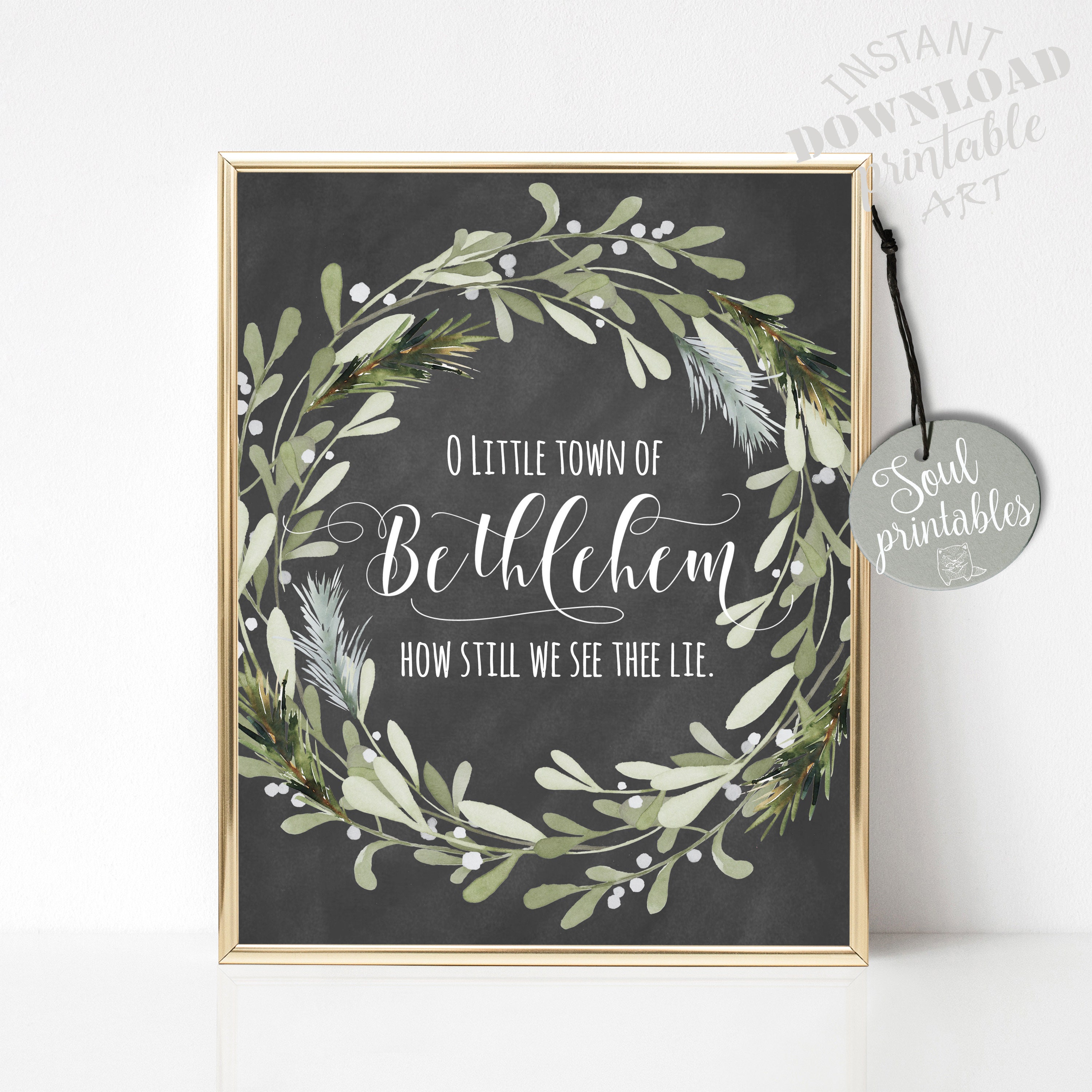 Christmas Signs Printable O Little Town of Bethlehem Hand | Etsy