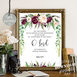 Psalm 19 14 Bible Verse Prints Christian Wall Art Printable | Etsy