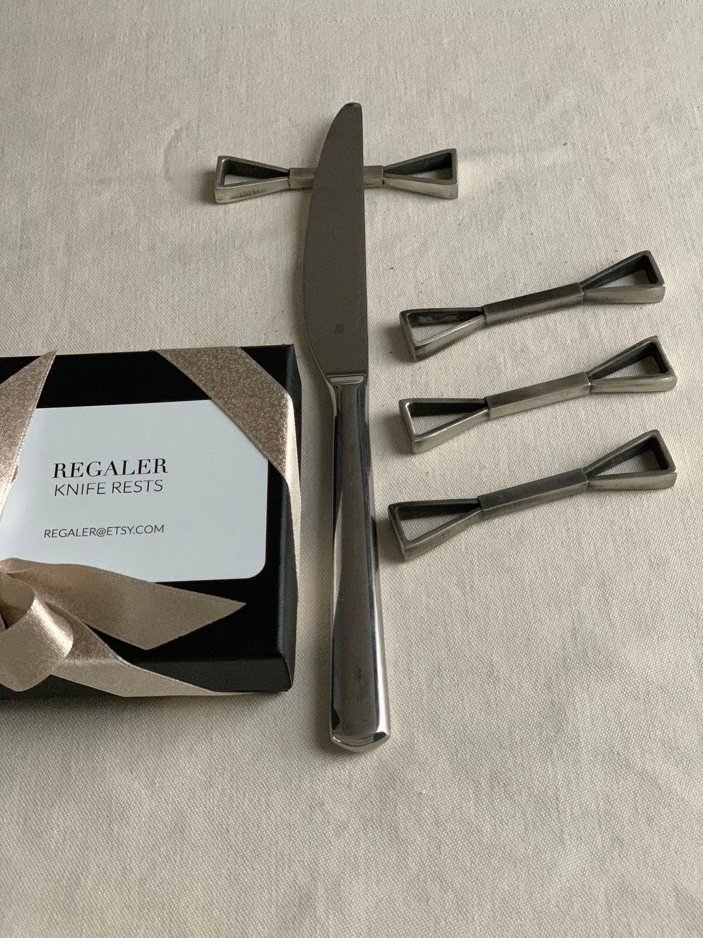 Rustic Bow Tie Pewter Knife Rests. - Etsy