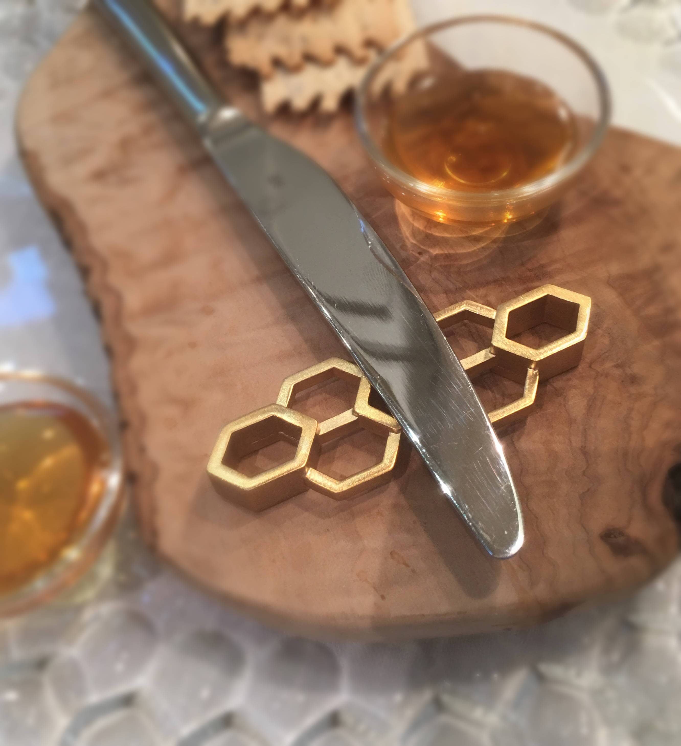 Honeycomb Gold Knife Rests. - Etsy