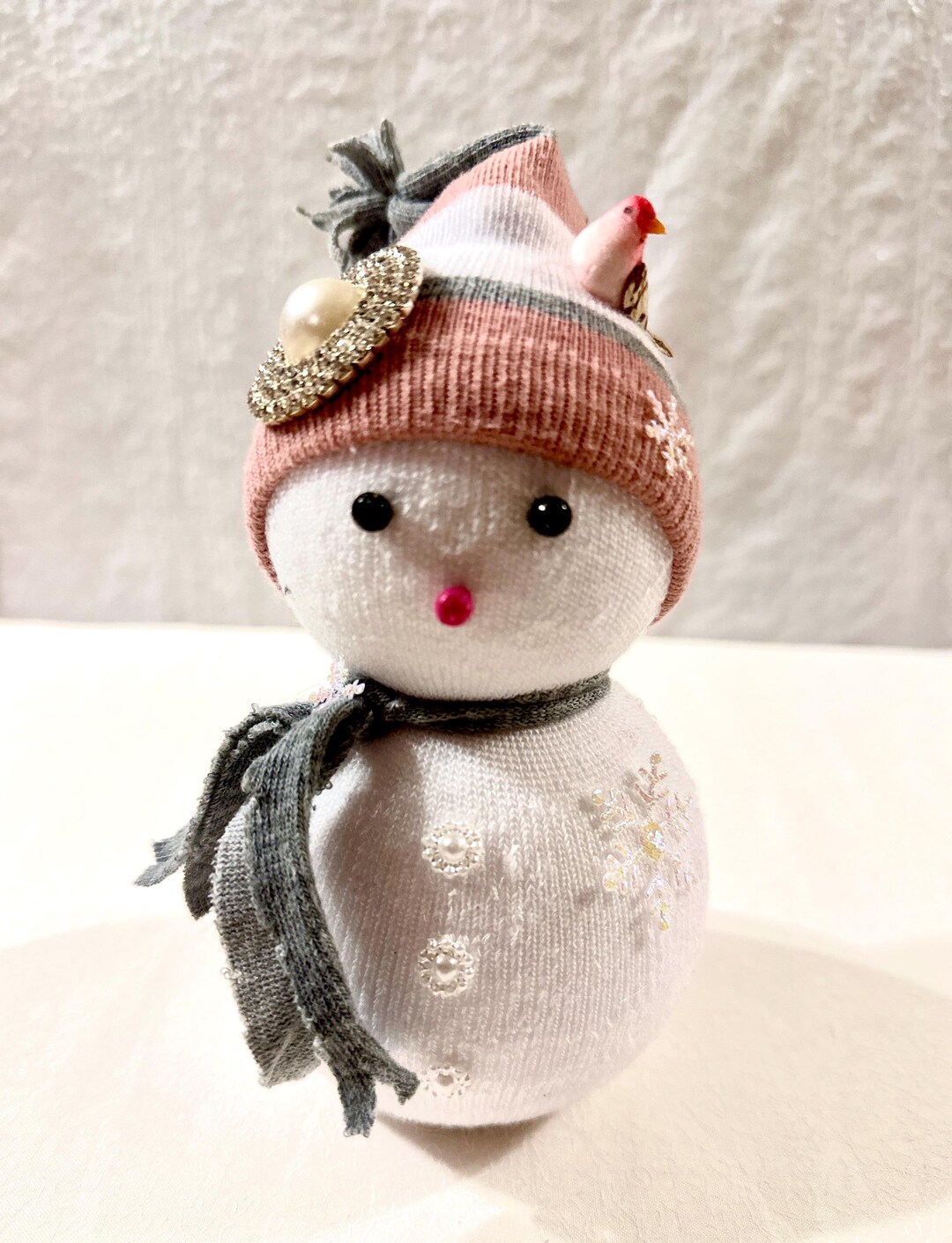 Snowman, Winter Christmas Peach, and Gray Decorations - Etsy