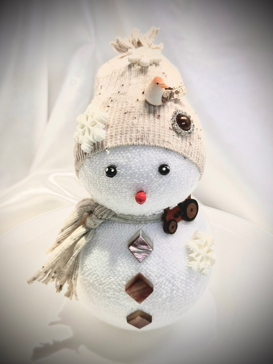 Snowman Tan Tractor Winter Christmas Decoration - Etsy