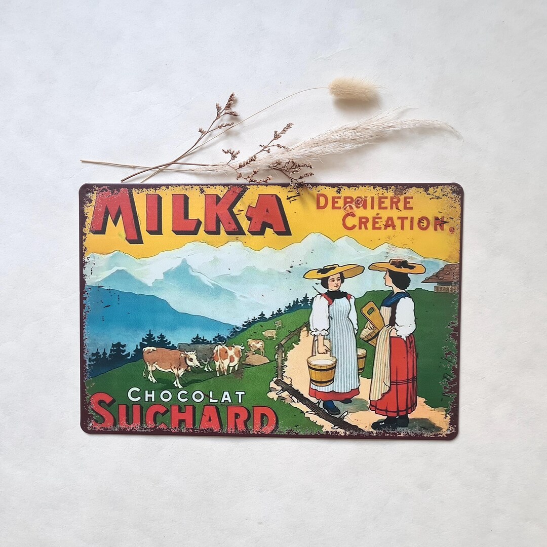 Vintage Milka Suchard/advertising/printed Metal Plate/reproduction/wall ...