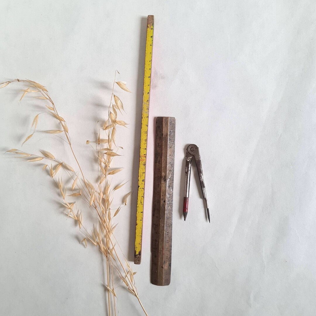 Vintage Compass Holder Pencil Ruler Wood/set School Supply/accessory ...